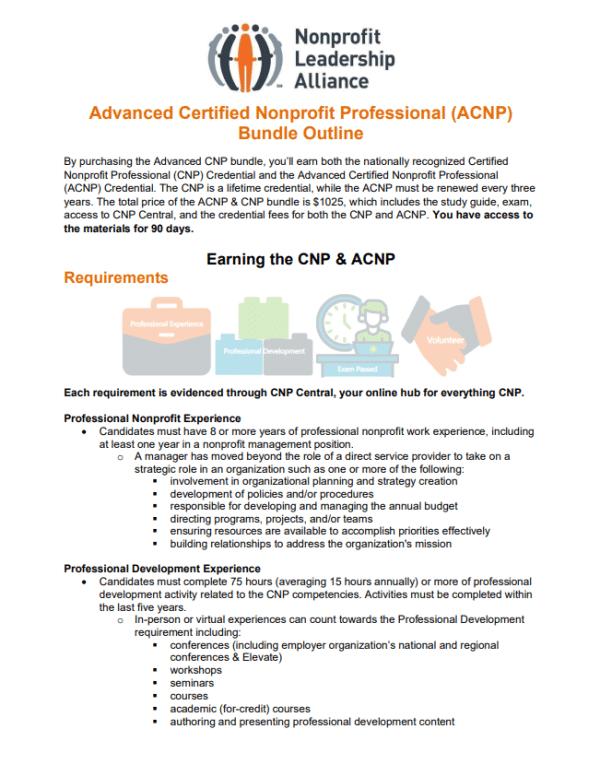 Advanced Certified Nonprofit Professional - Nonprofit Leadership Alliance